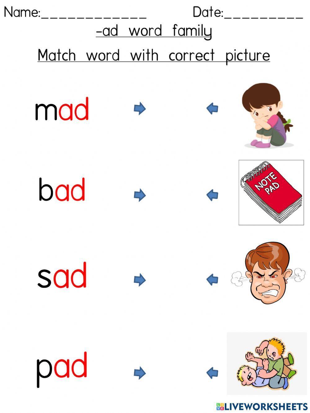 ad Word Family 2 Worksheet Live Worksheets ad-word-family-2-worksheet-live-worksheets