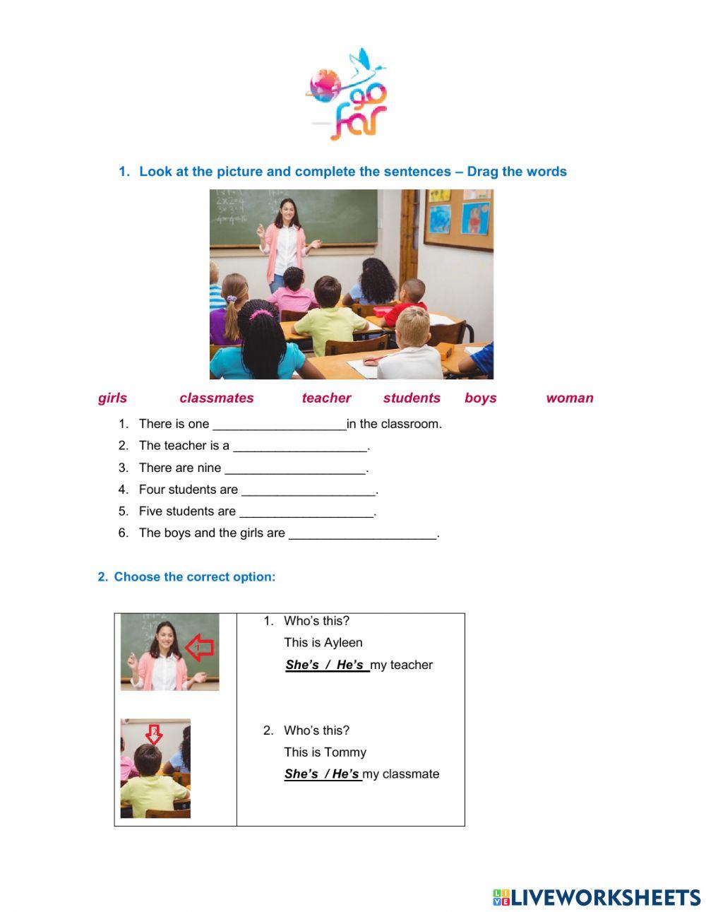 People in the classroom interactive worksheet | Live Worksheets