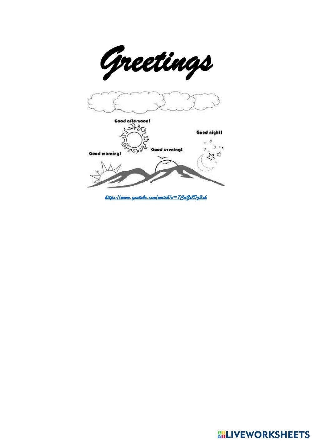 Greetings online exercise for Grade 1 | Live Worksheets