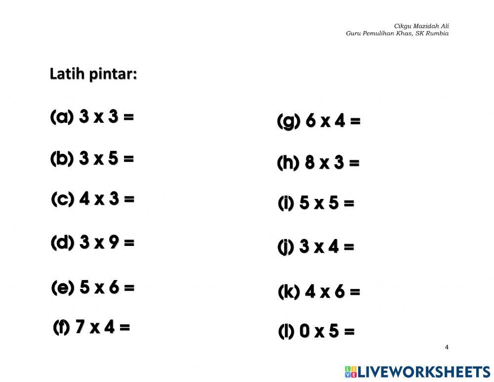 Pendaraban:SiTuK 3, 4, 5 worksheet | Live Worksheets