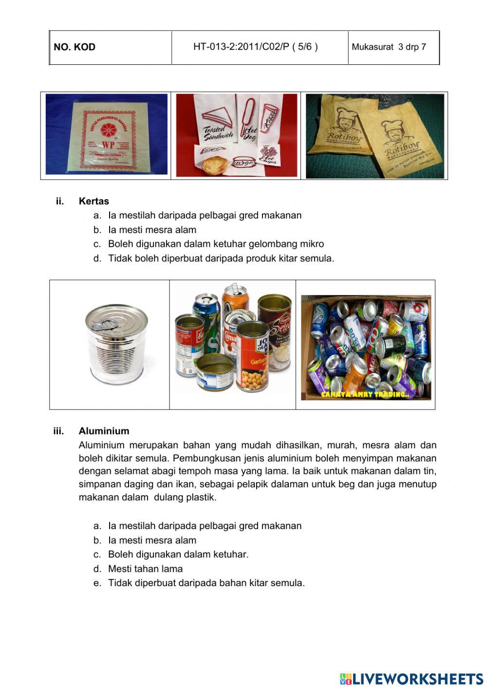 Kvs pembuatan roti-pembungkusan inti worksheet | Live Worksheets