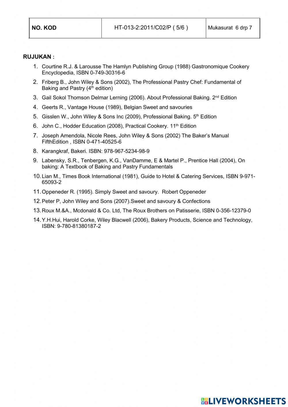 Kvs pembuatan roti-pembungkusan inti worksheet | Live Worksheets