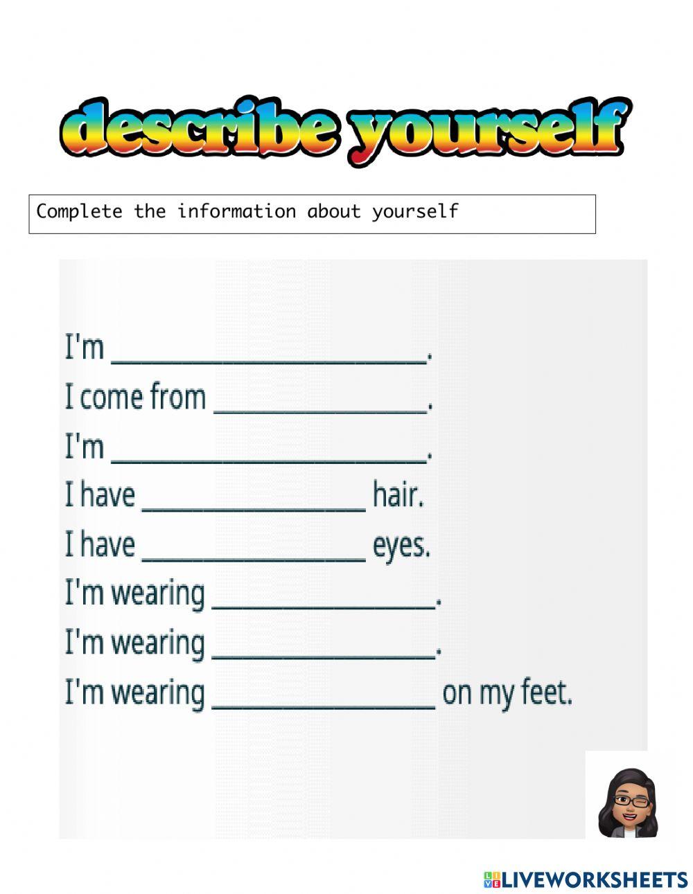 Describe yourse… | Free Interactive Worksheets | 1200595