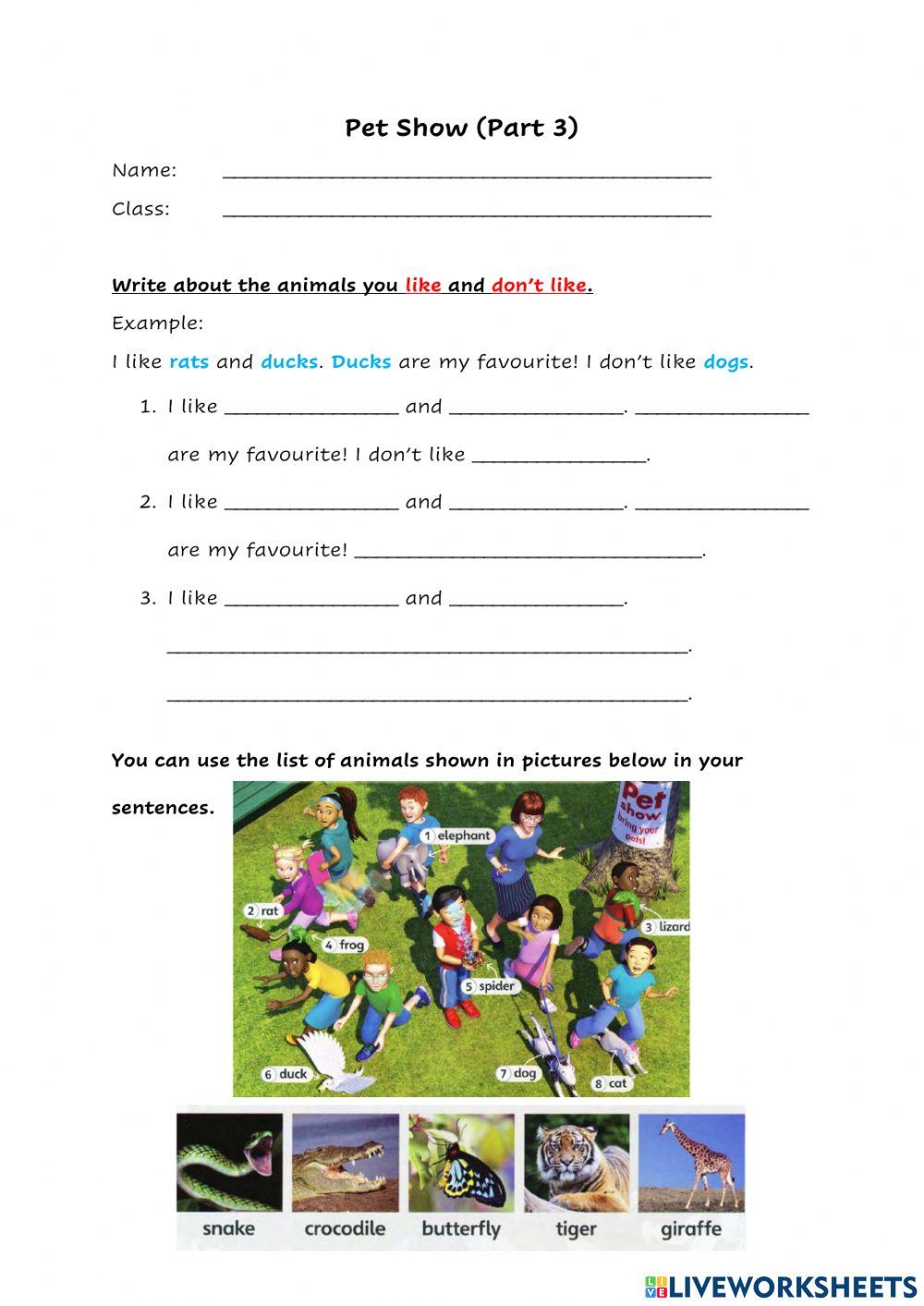 Pet Show (Part 3) online exercise for | Live Worksheets