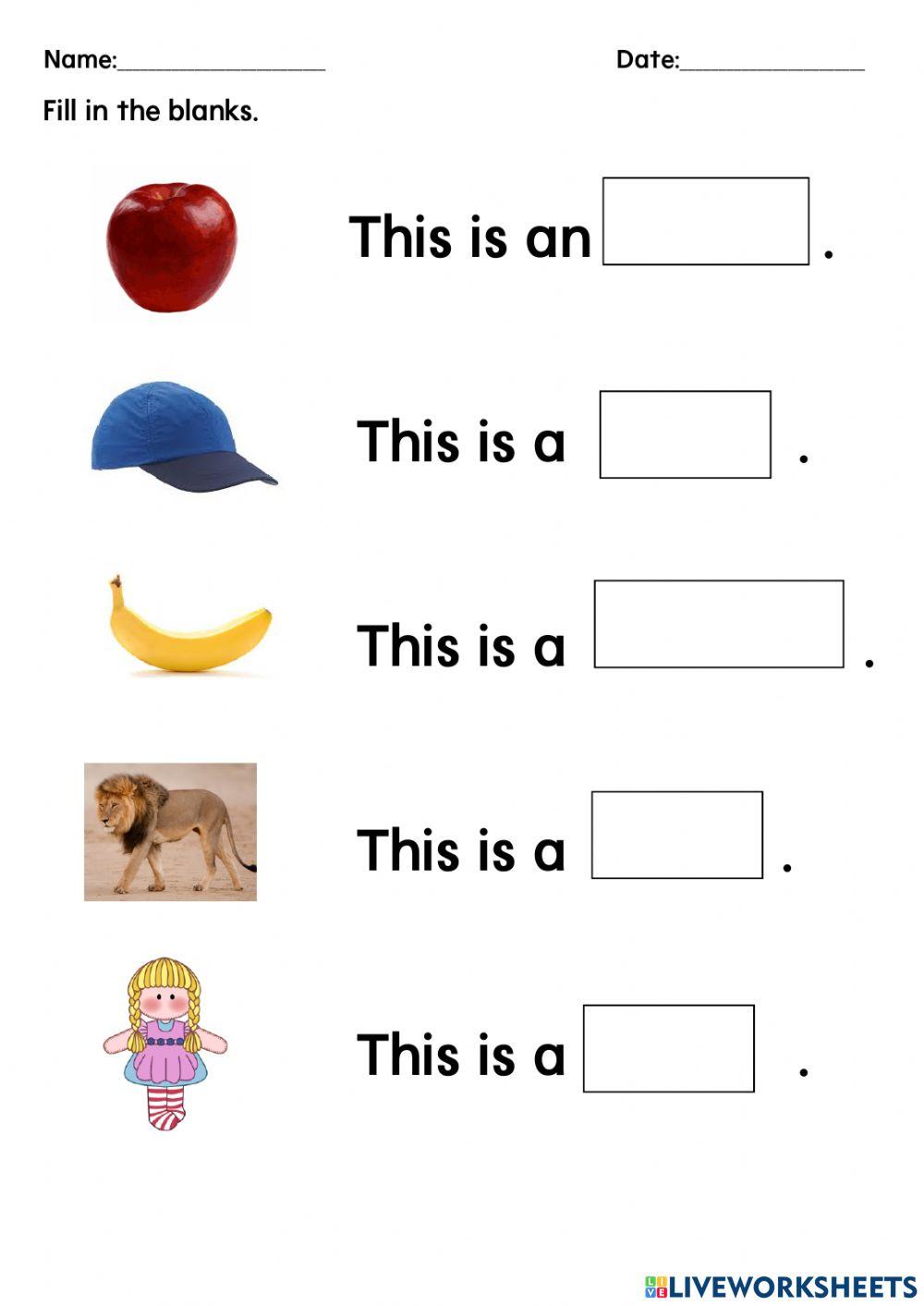 Fill in the blanks worksheet for 2 | Live Worksheets