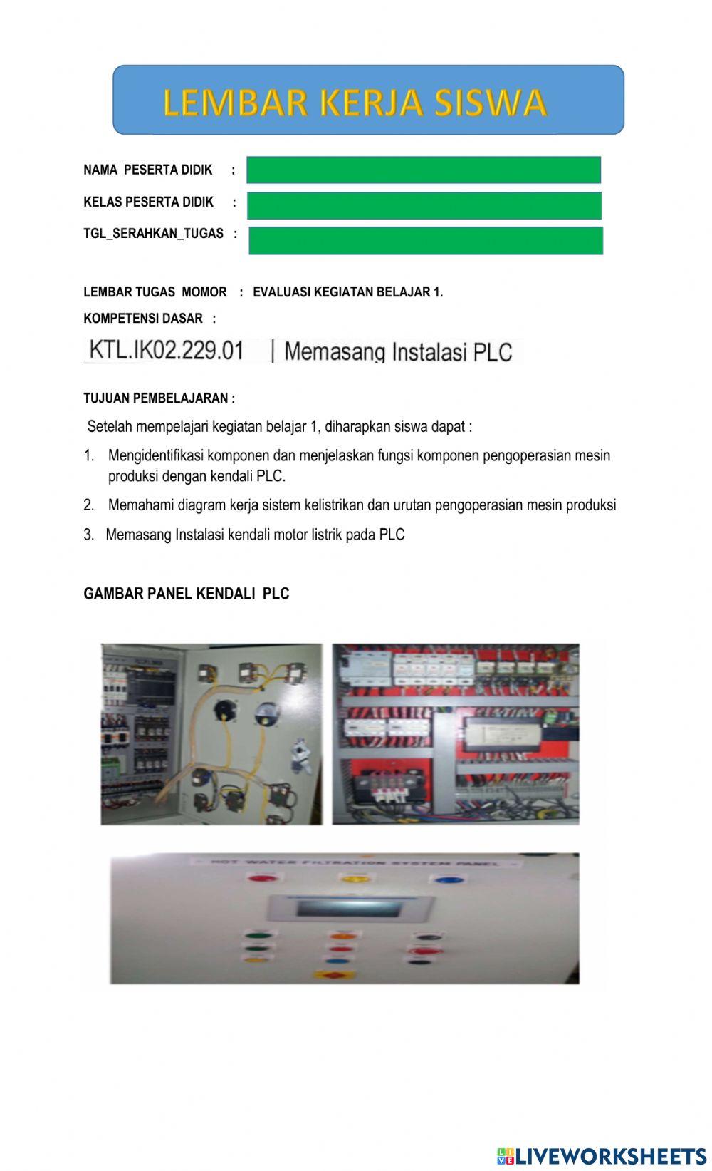 Memasang plc interactive worksheet | Live Worksheets