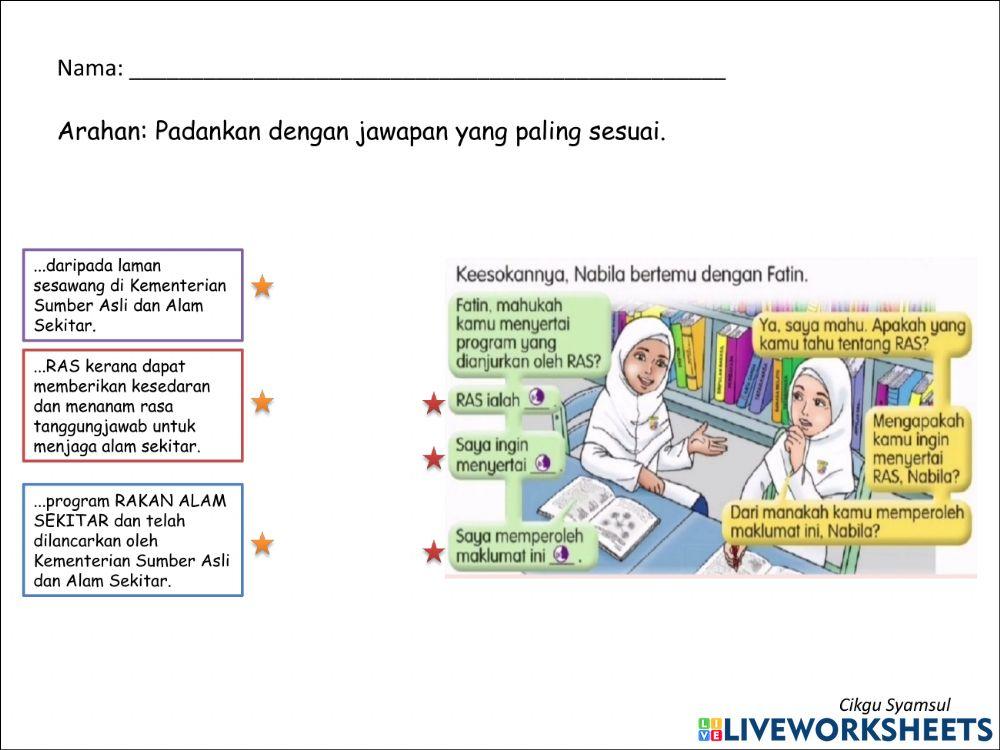 Rakan Alam Sekitar worksheet | Live Worksheets