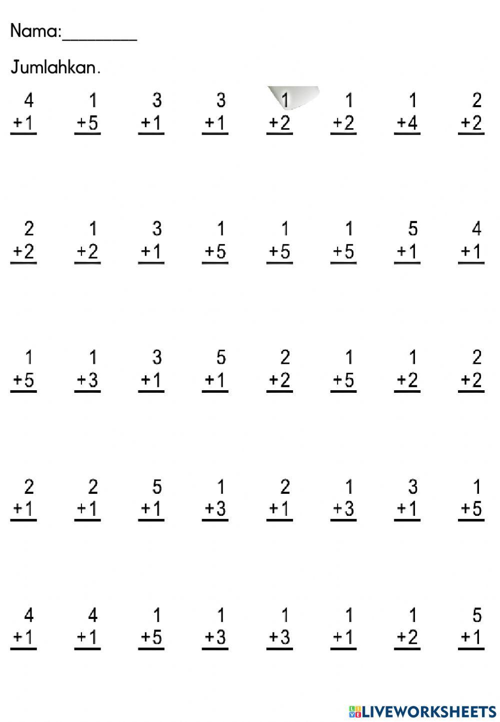 Addition online exercise for preschool | Live Worksheets