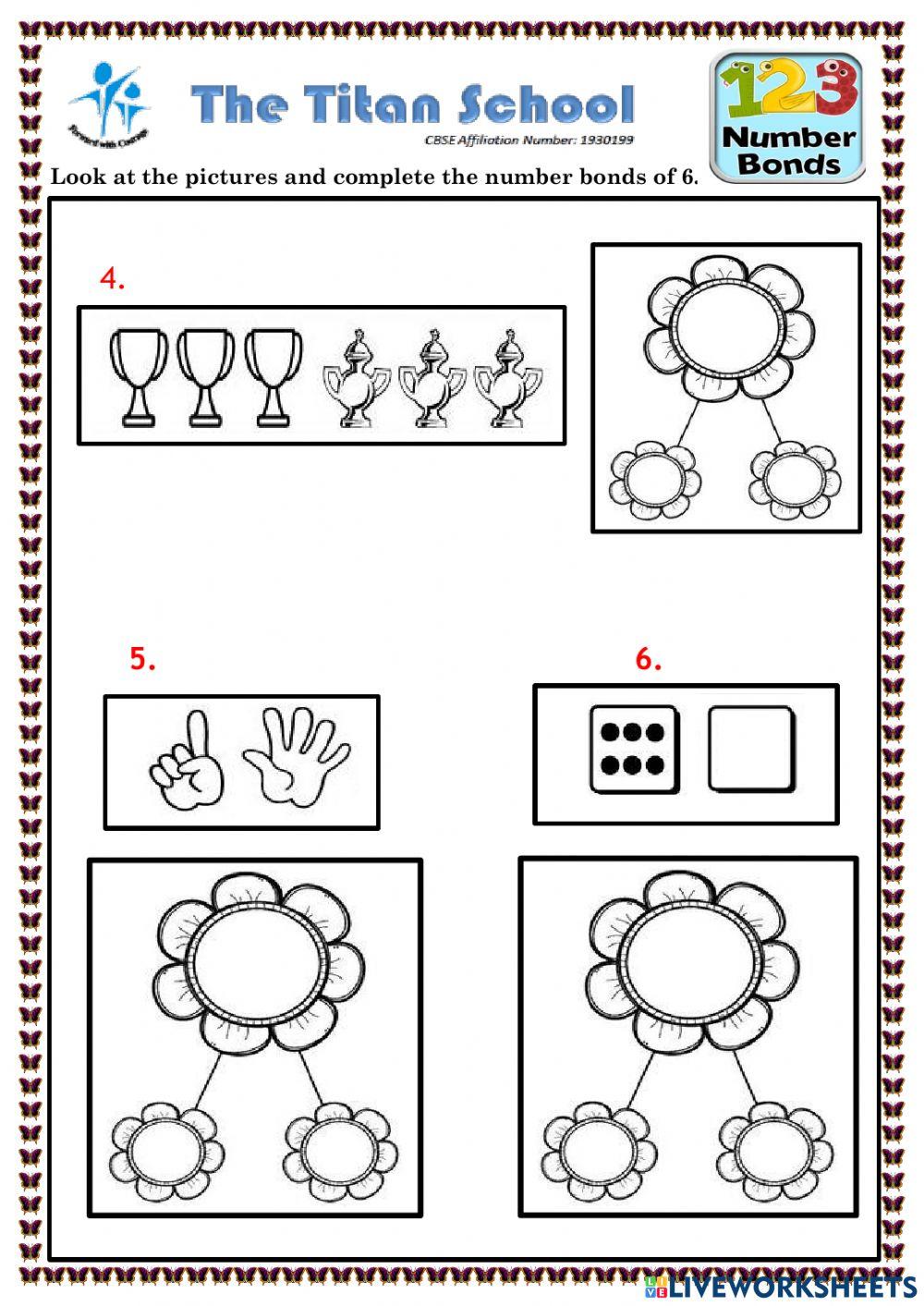 Number bonds to make 6 online exercise for | Live Worksheets