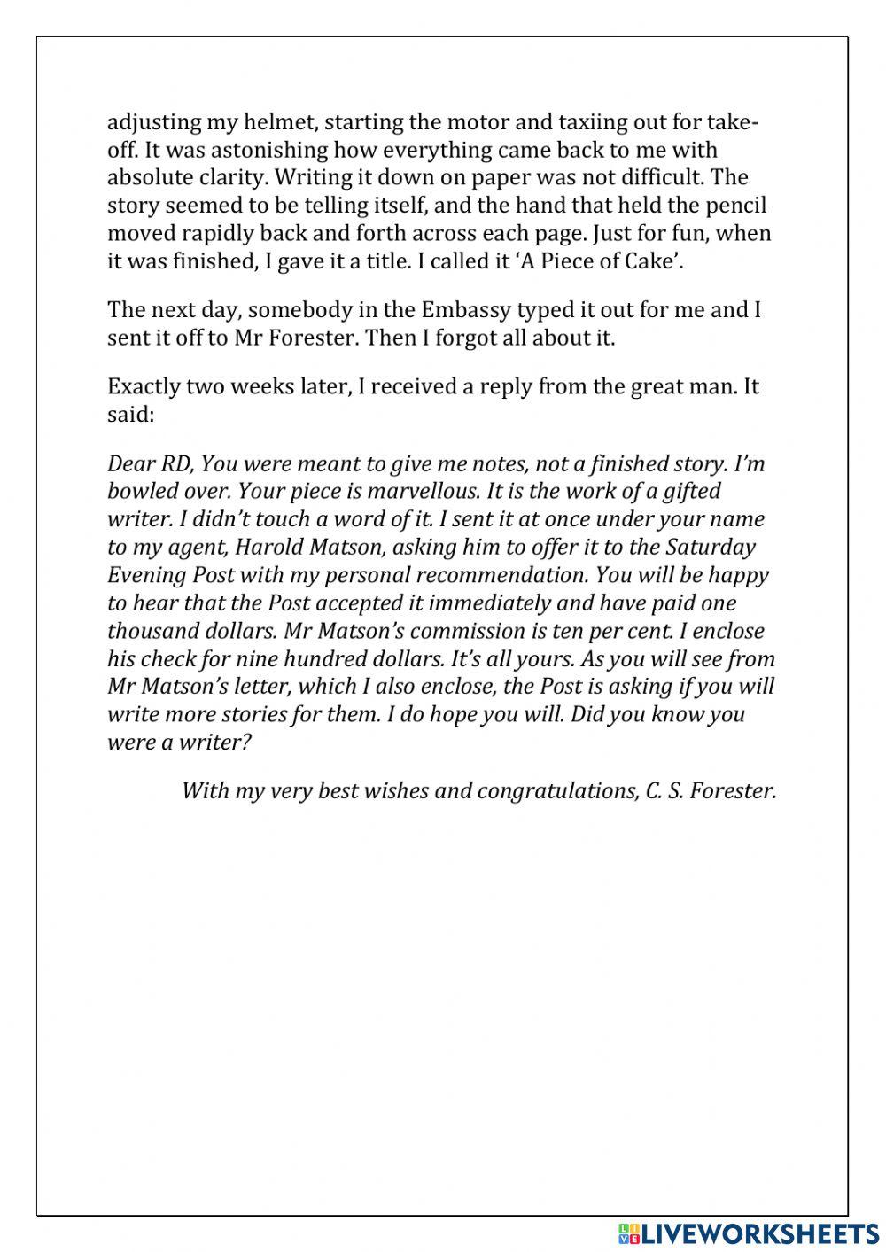 Comprehension a… | Free Interactive Worksheets | 1201985