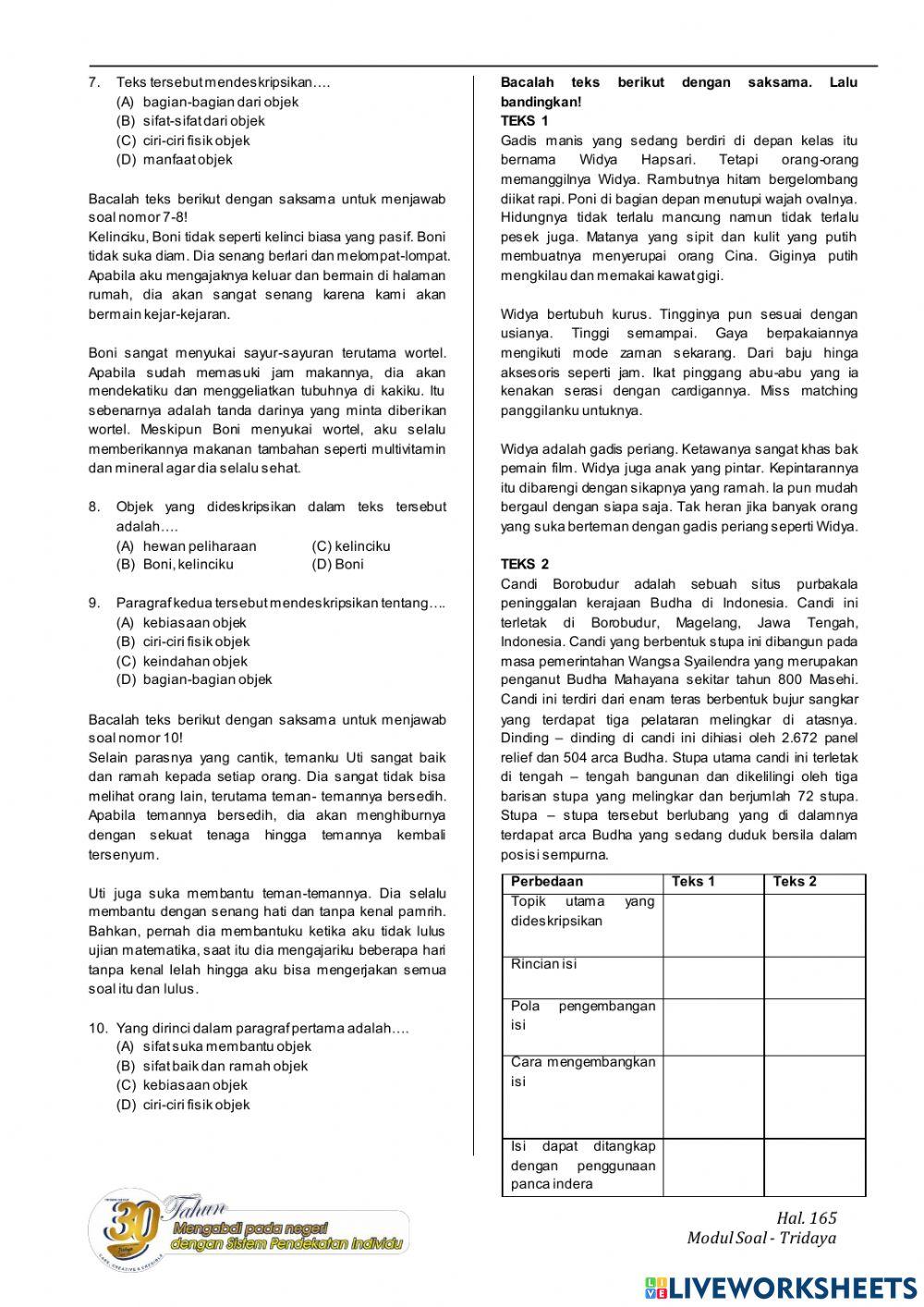 Teks Deskripsi … | Free Interactive Worksheets | 1202201