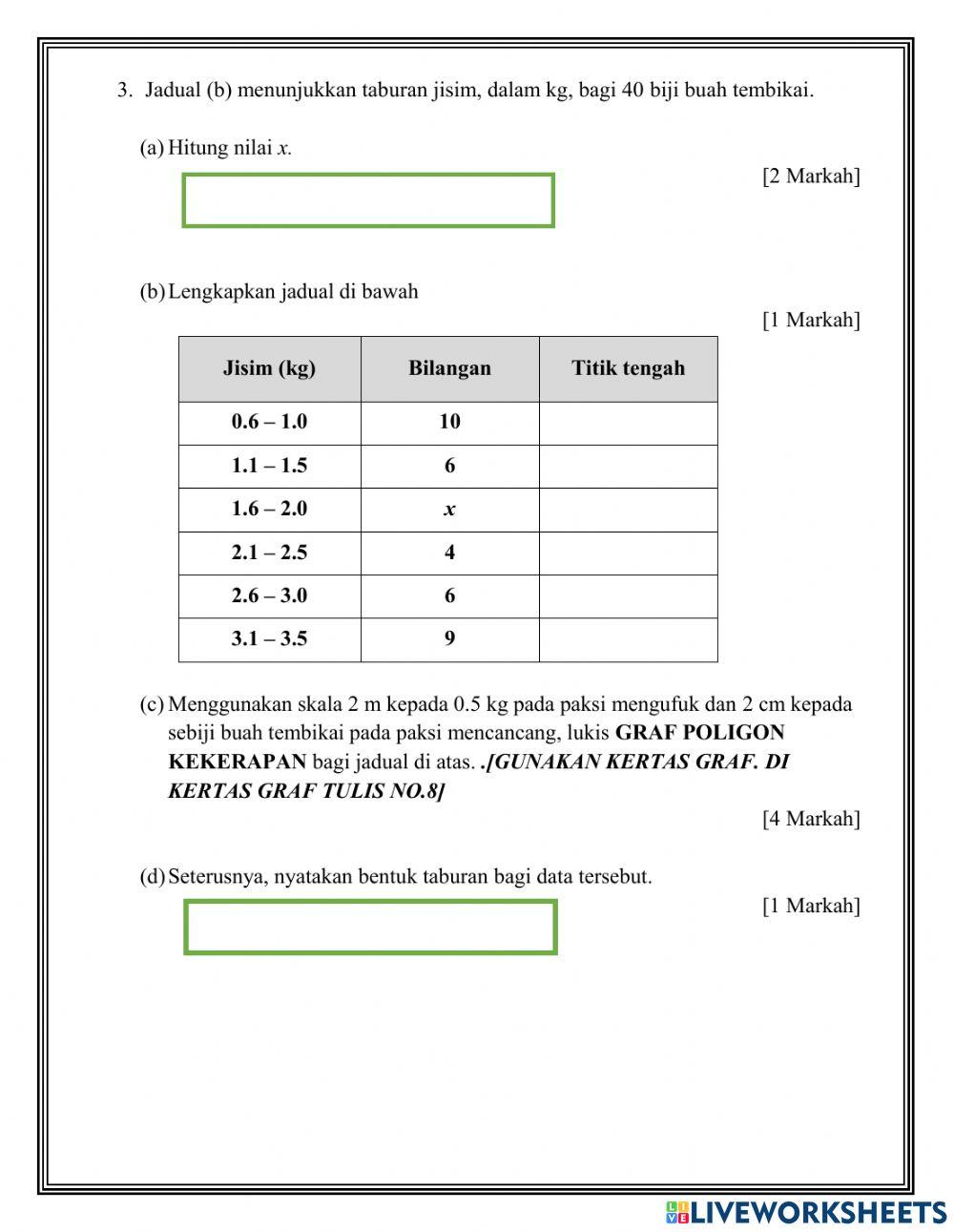 TG 5 7.1 BINA HISTOGRAM - POLIGON KEKERAPAN worksheet | Live Worksheets