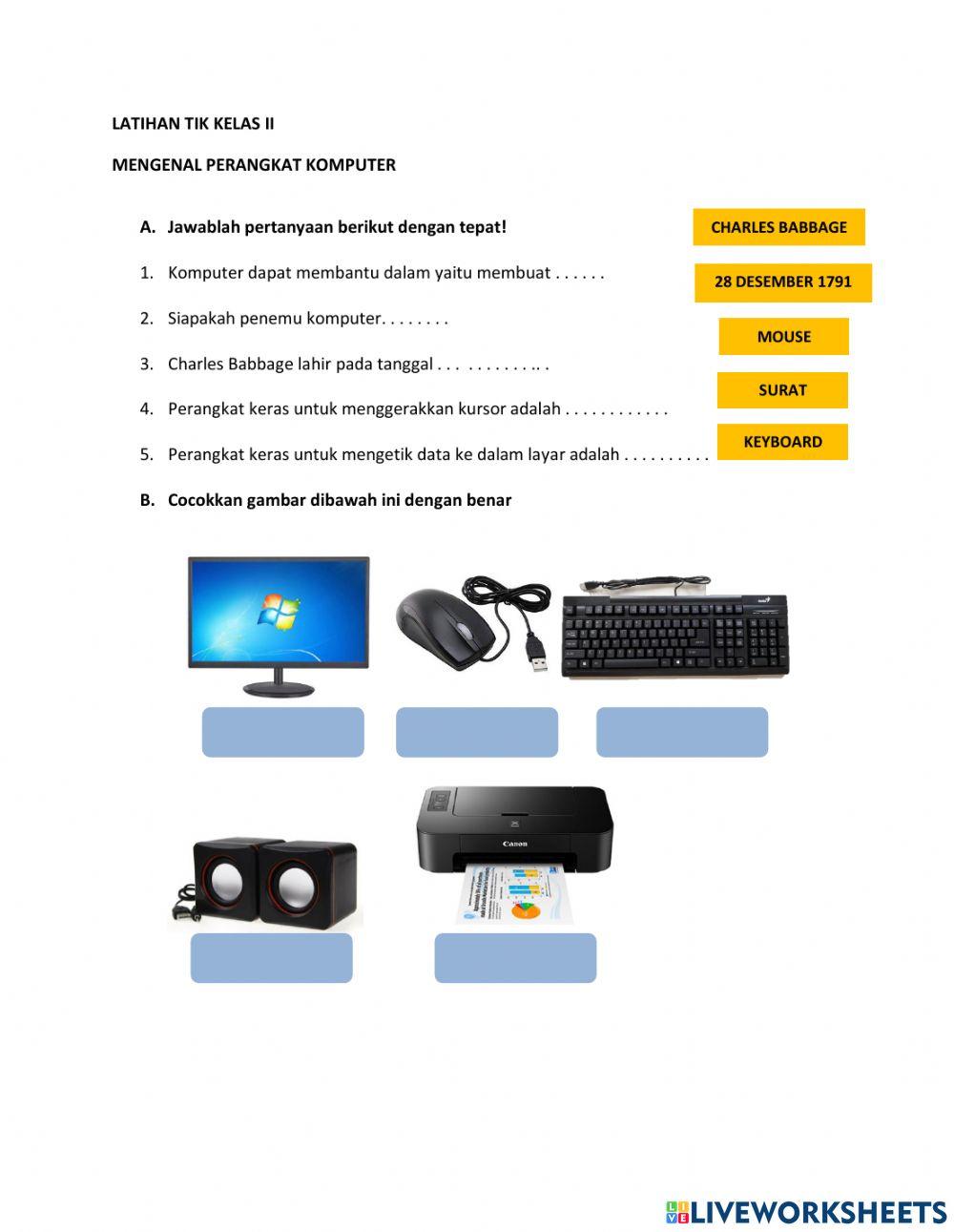 Latihan tik kelas ii worksheet | Live Worksheets