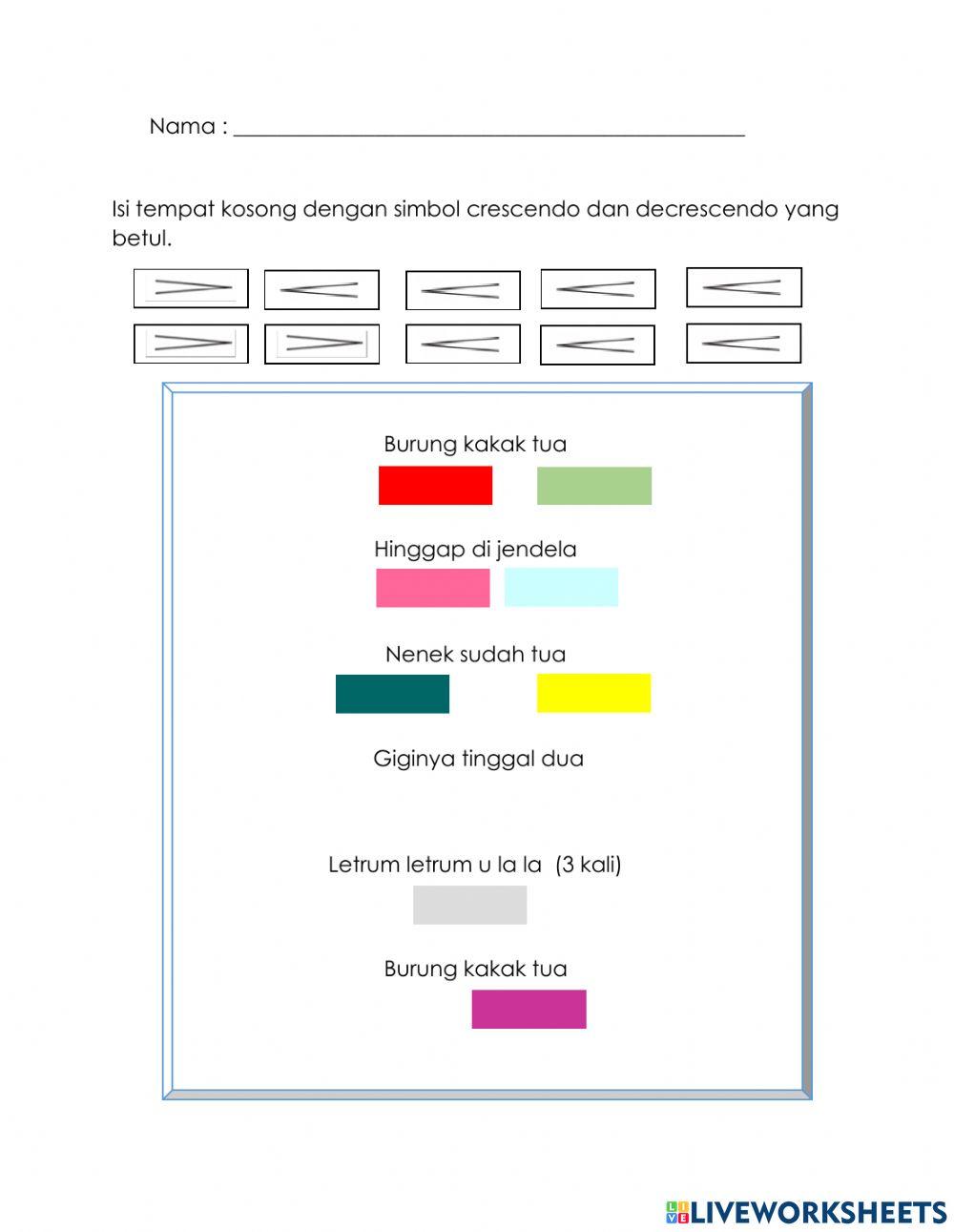 Crescendo dan d… | Free Interactive Worksheets | 1202957