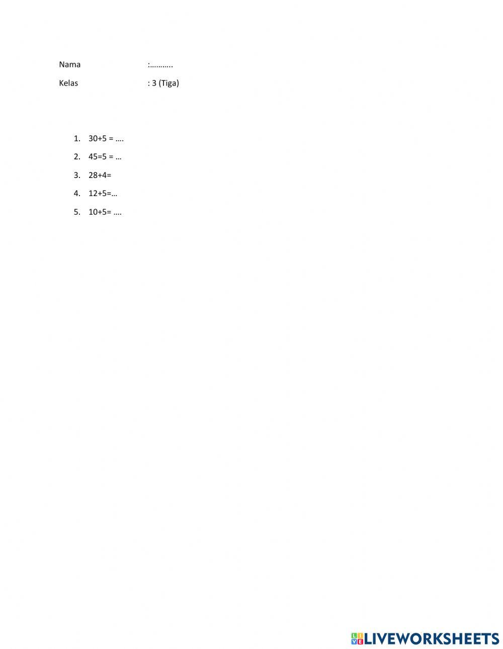 Mtk Matematika activity | Live Worksheets