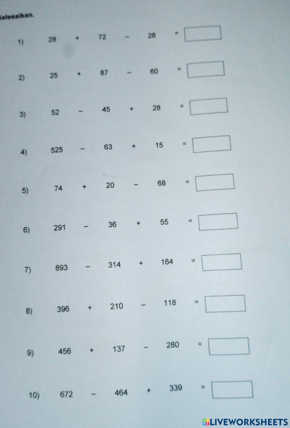 Nombor bulat tahun 4 exercise | Live Worksheets