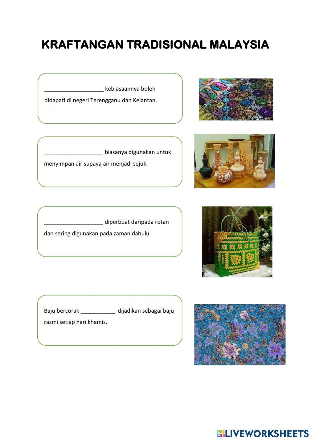 Kraftangan Malaysia worksheet | Live Worksheets