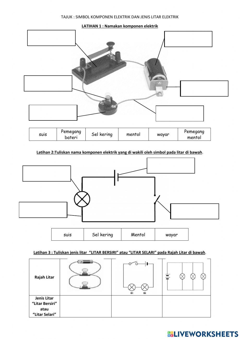 Elektrik | Free Interactive Worksheets | 1203306