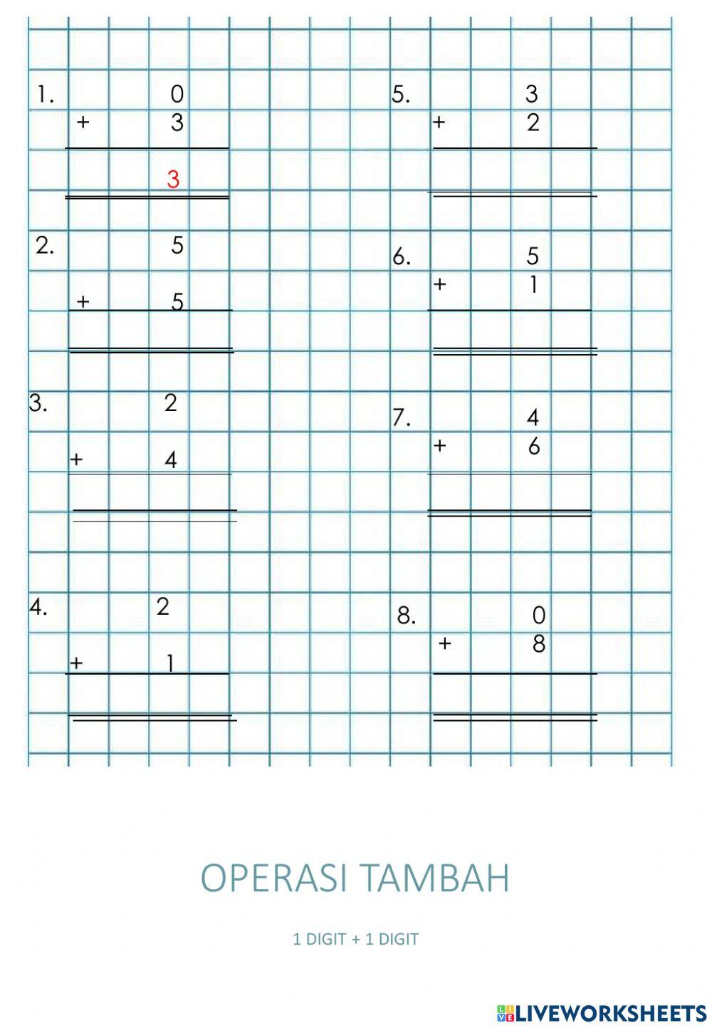 Operasi tambah 1203441 | IshraqHannan | Live Worksheets