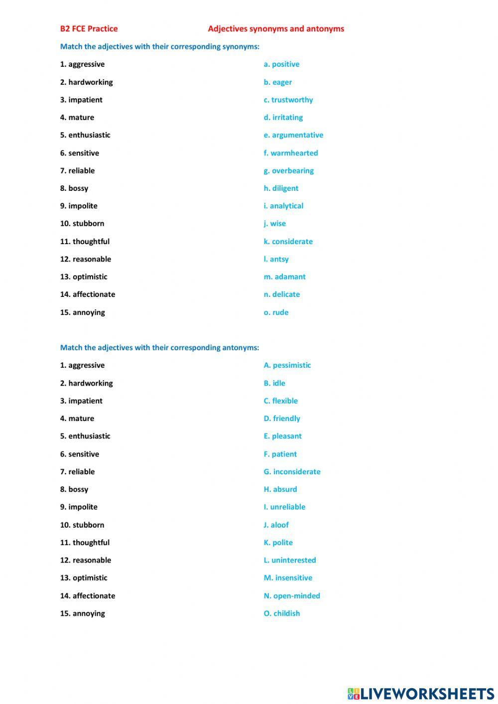 1203615 | FCE Adjectives practice | mayumeche