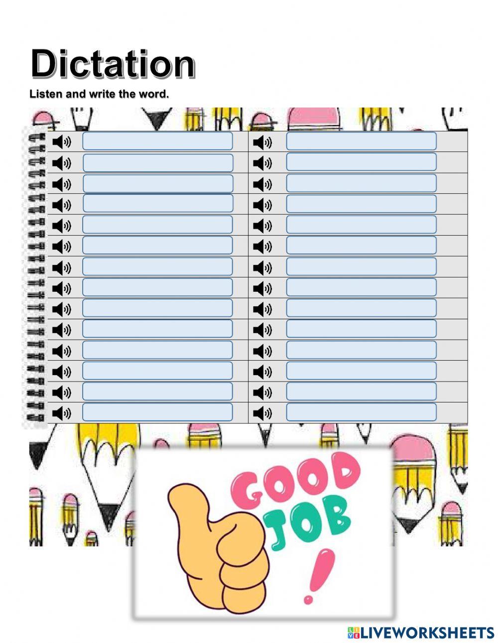 Dictation | Free Interactive Worksheets | 1203718