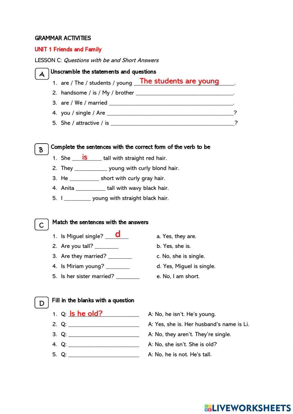 To be questions… | Free Interactive Worksheets | 1203843