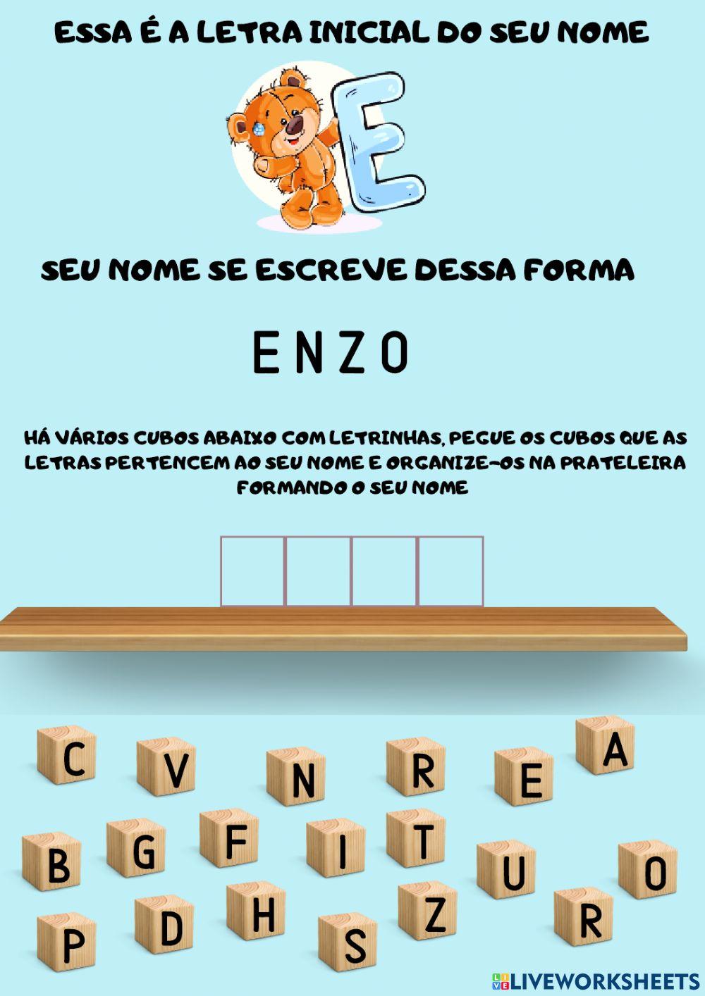 Nome Próprio - Enzo worksheet | Live Worksheets