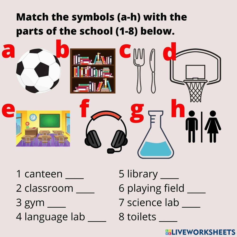 Parts of school exercise | Live Worksheets