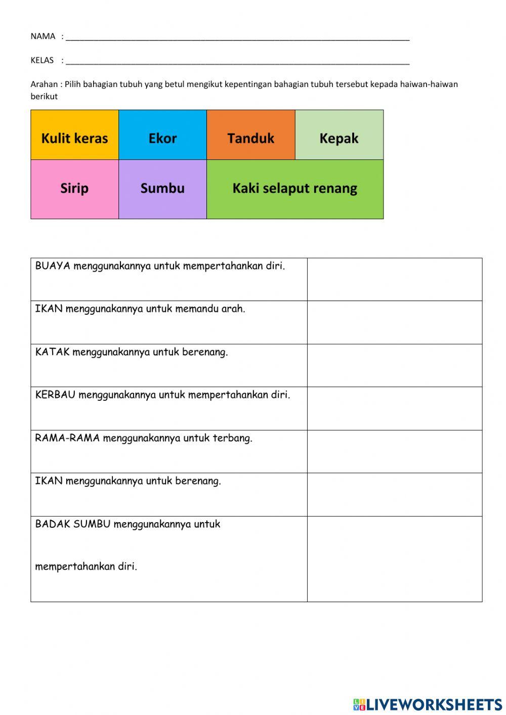KEPENTINGAN BAH… | Free Interactive Worksheets | 5107947