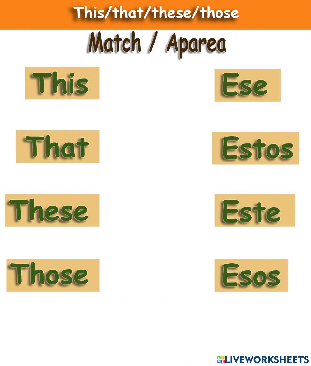 This, that, these and those online worksheet | Live Worksheets
