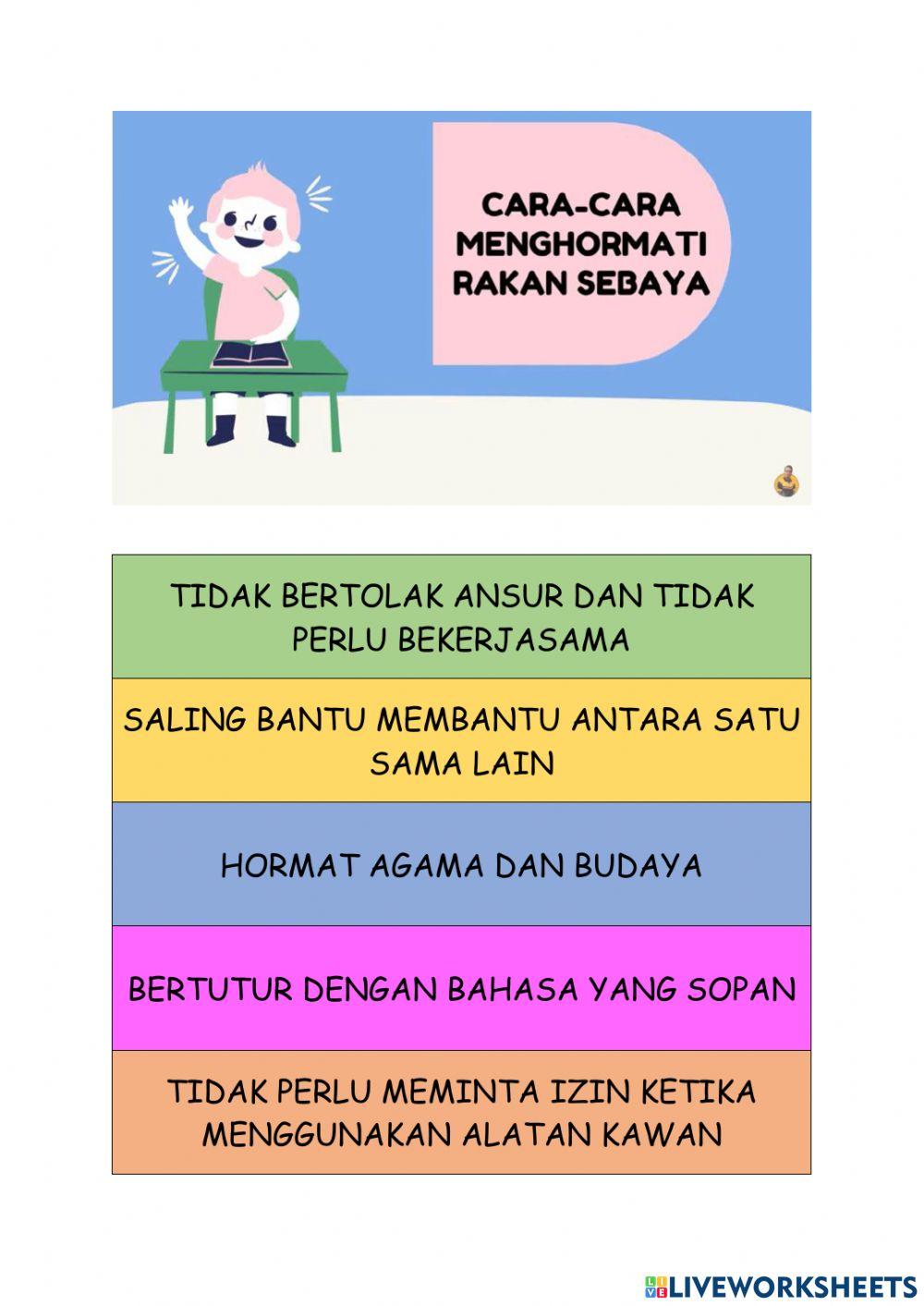 Pendidikan kesihatan tahun 1 hormat menghormati 1205281