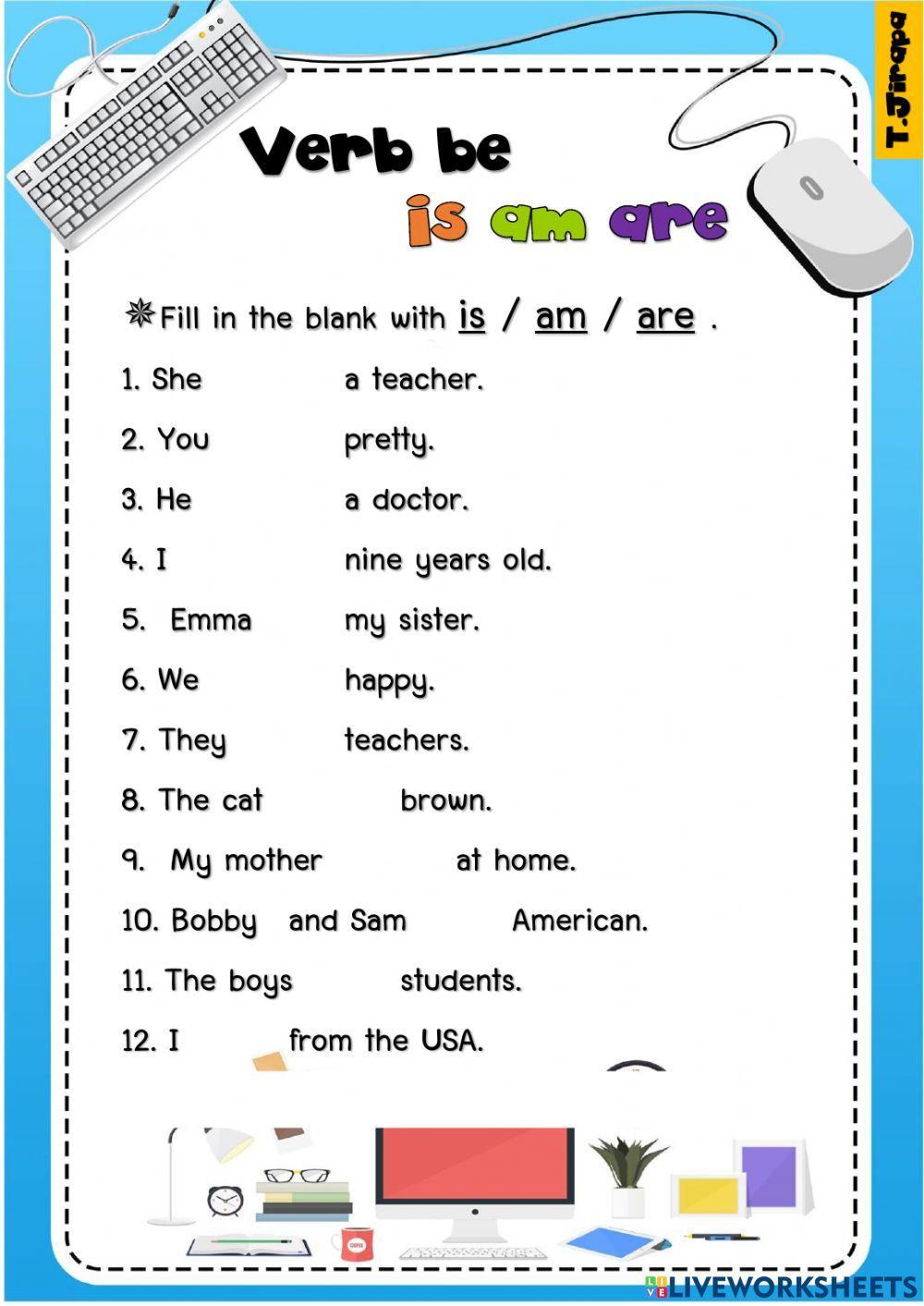 Verb To Be Is Am Are Worksheet Live Worksheets verb-to-be-is-am-are-worksheet-live-worksheets