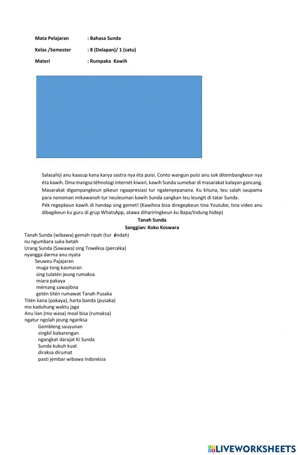 Modul basa sunda rumpaka kawih worksheet | Live Worksheets