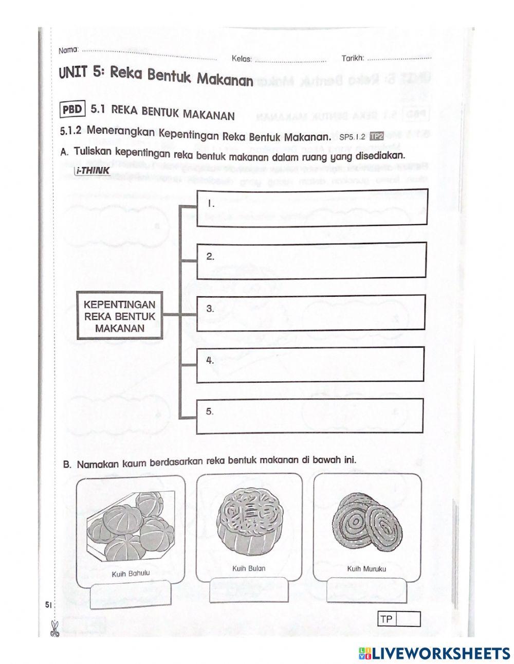 Rbt Reka Bentuk Makanan worksheet | Live Worksheets