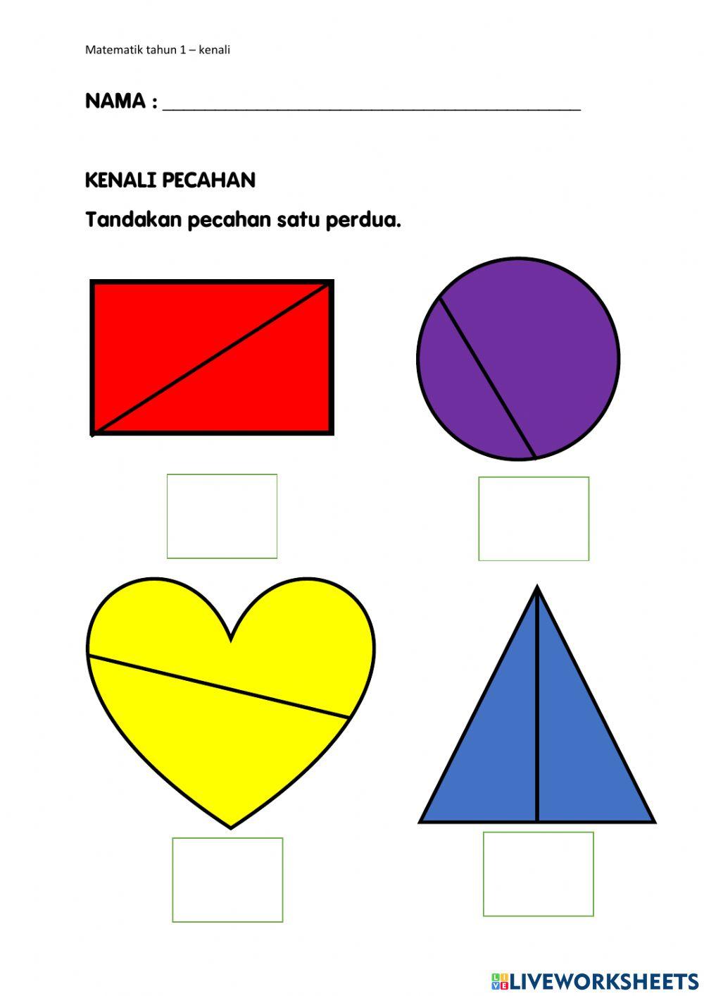 Kenali pecahan activity | Live Worksheets