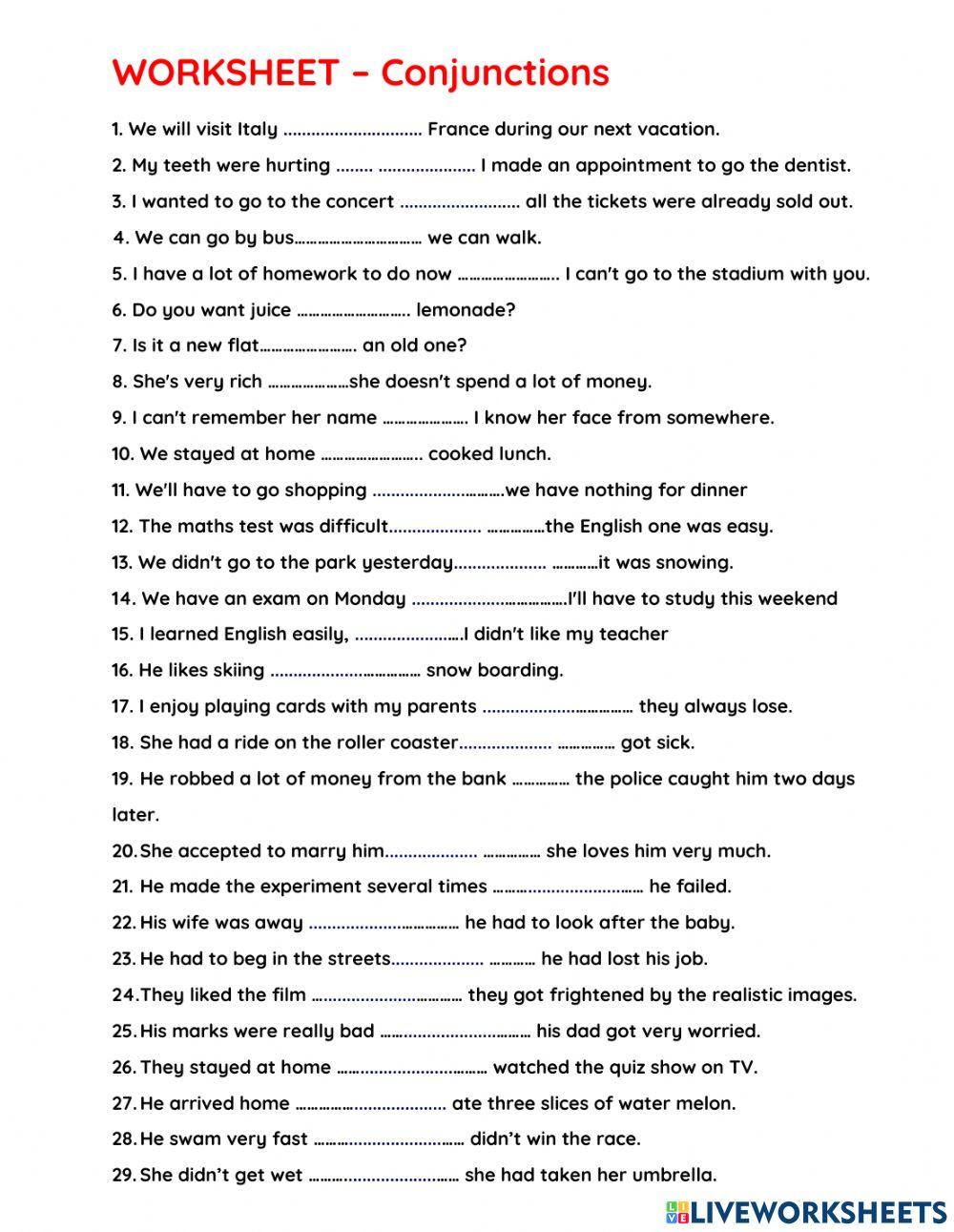 conjunction 2141267 | Thoa | LiveWorksheets