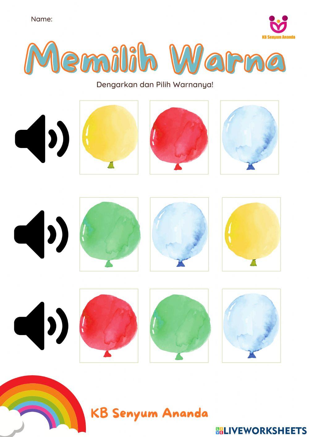 Belajar Warna 1 worksheet | Live Worksheets