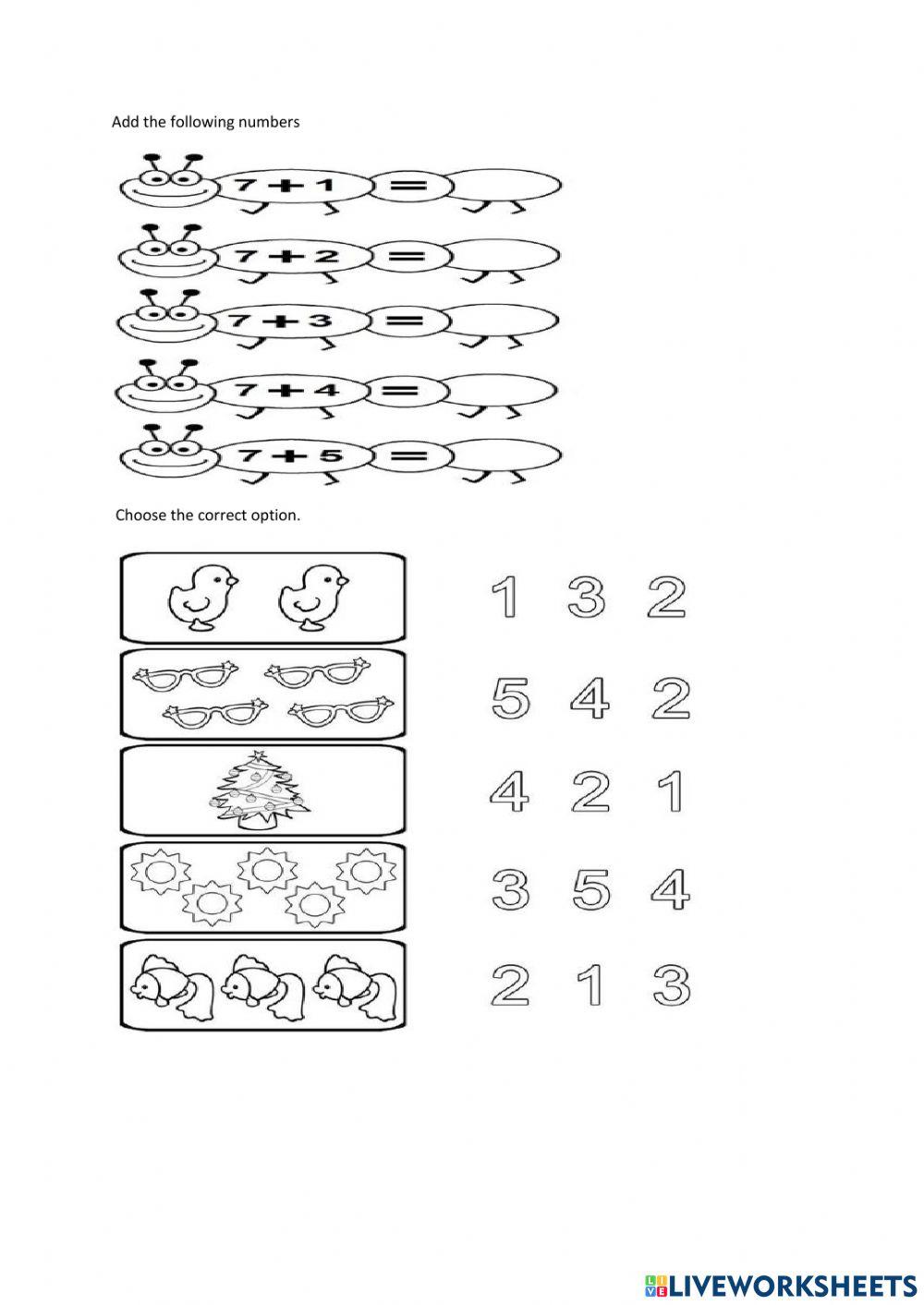 Addition online exercise for 1 | Live Worksheets
