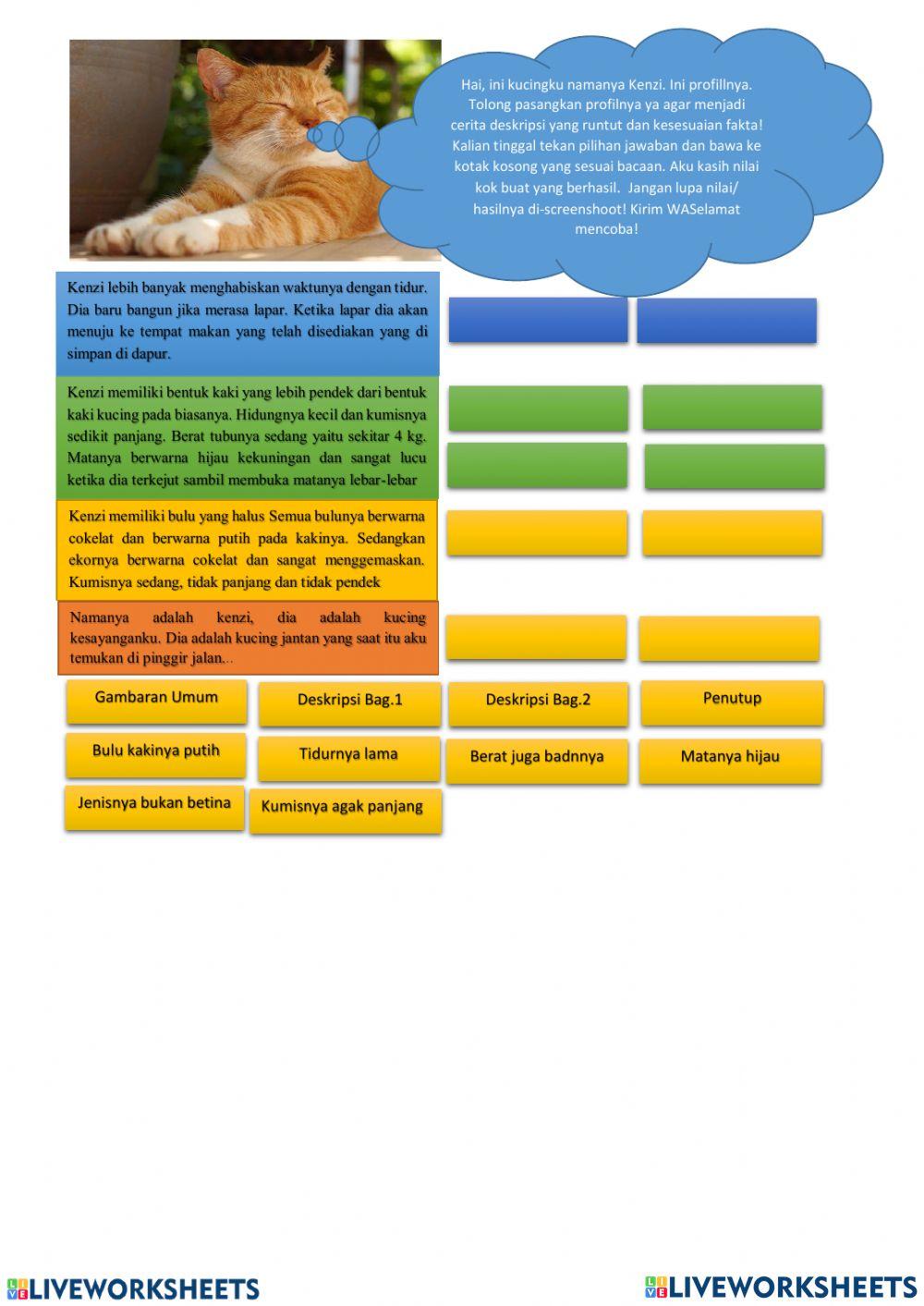 Teks deskripsi | Free Interactive Worksheets | 1206184