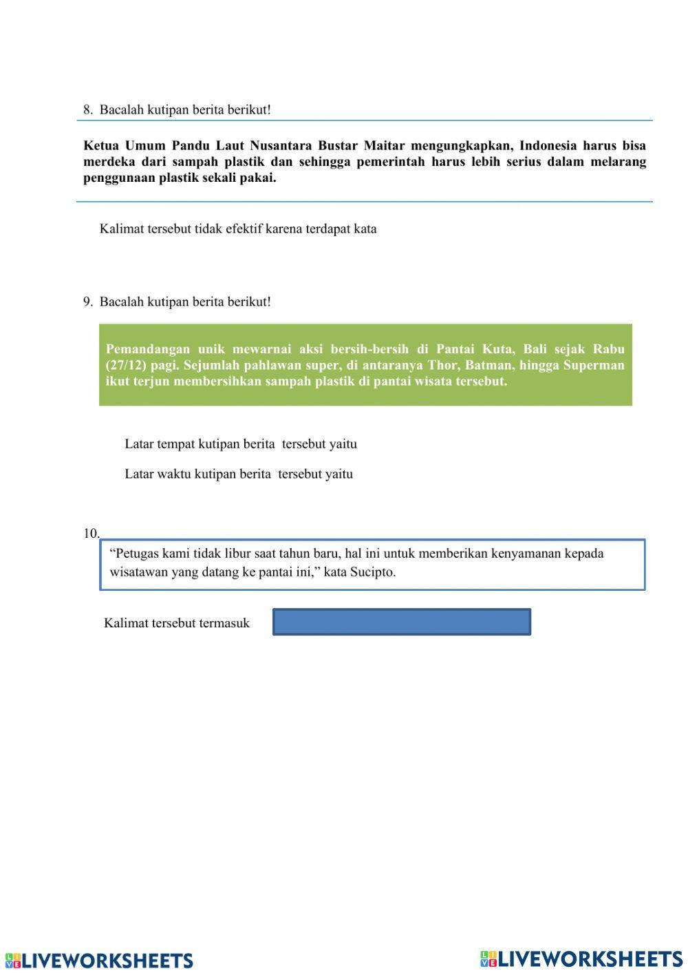 Teks berita | Free Interactive Worksheets | 1206297