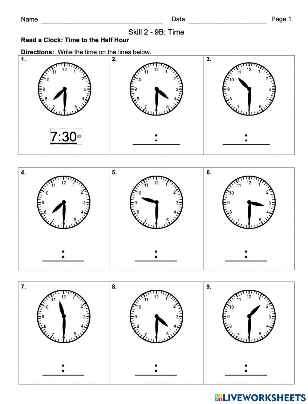 Time online exercise for 2nd | Live Worksheets