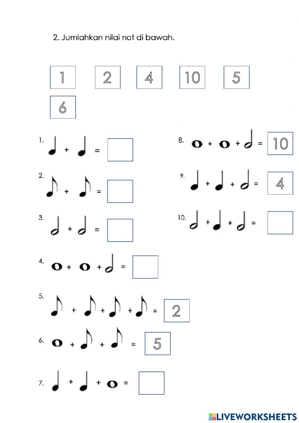 Nilai not worksheet | Live Worksheets