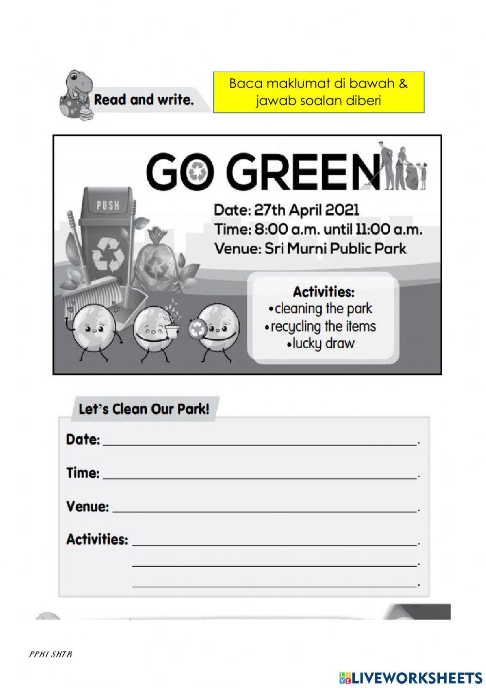 Go Green Campaign PPKI Y5 worksheet | Live Worksheets