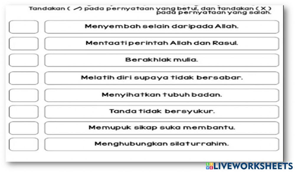 1206945 | Rukun iman | habibah78 | LiveWorksheets