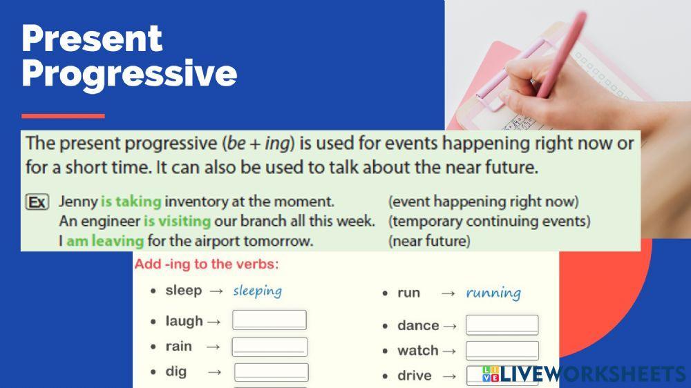 Simple Present- Present Progressive 1 worksheet | Live Worksheets