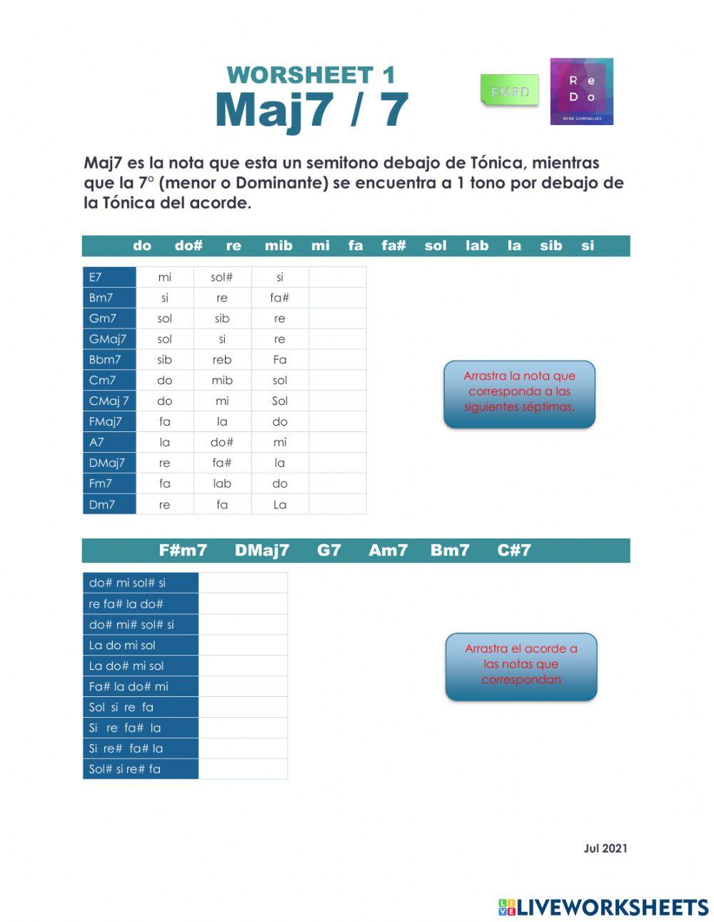 Maj7-7m worksheet | Live Worksheets