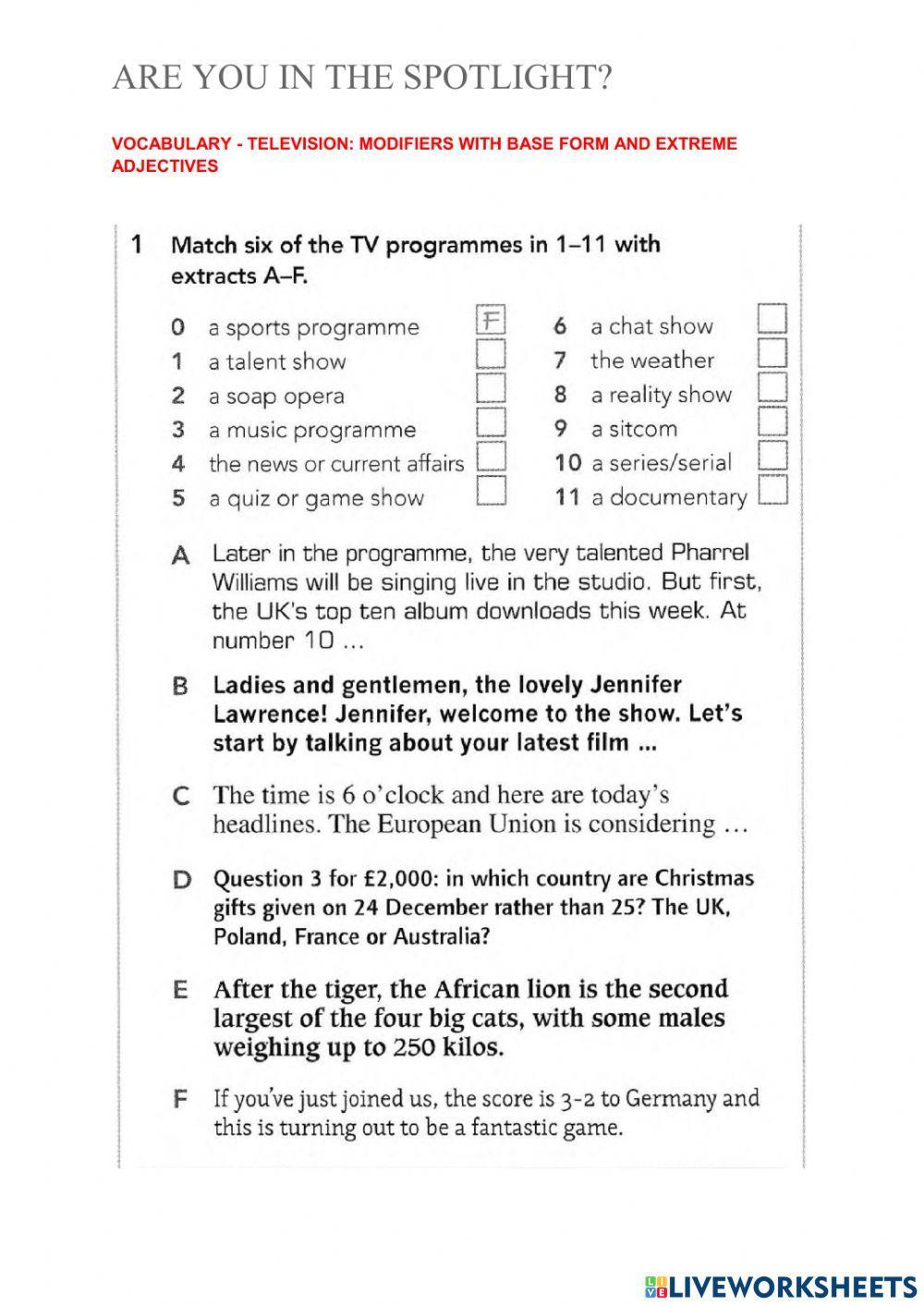 1207804 | Television shows | Maiatoia | LiveWorksheets