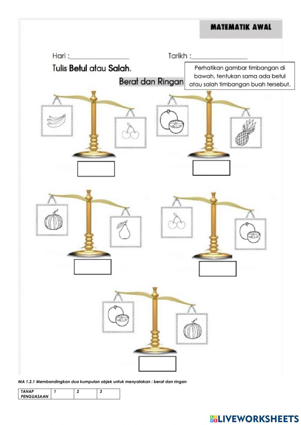 Matematik awal online activity for PRASEKOLAH | Live Worksheets