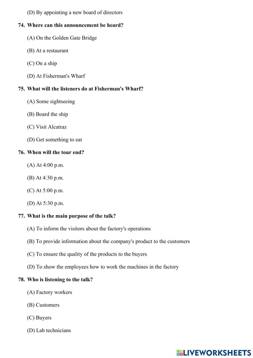 IC Listening test worksheet | Live Worksheets