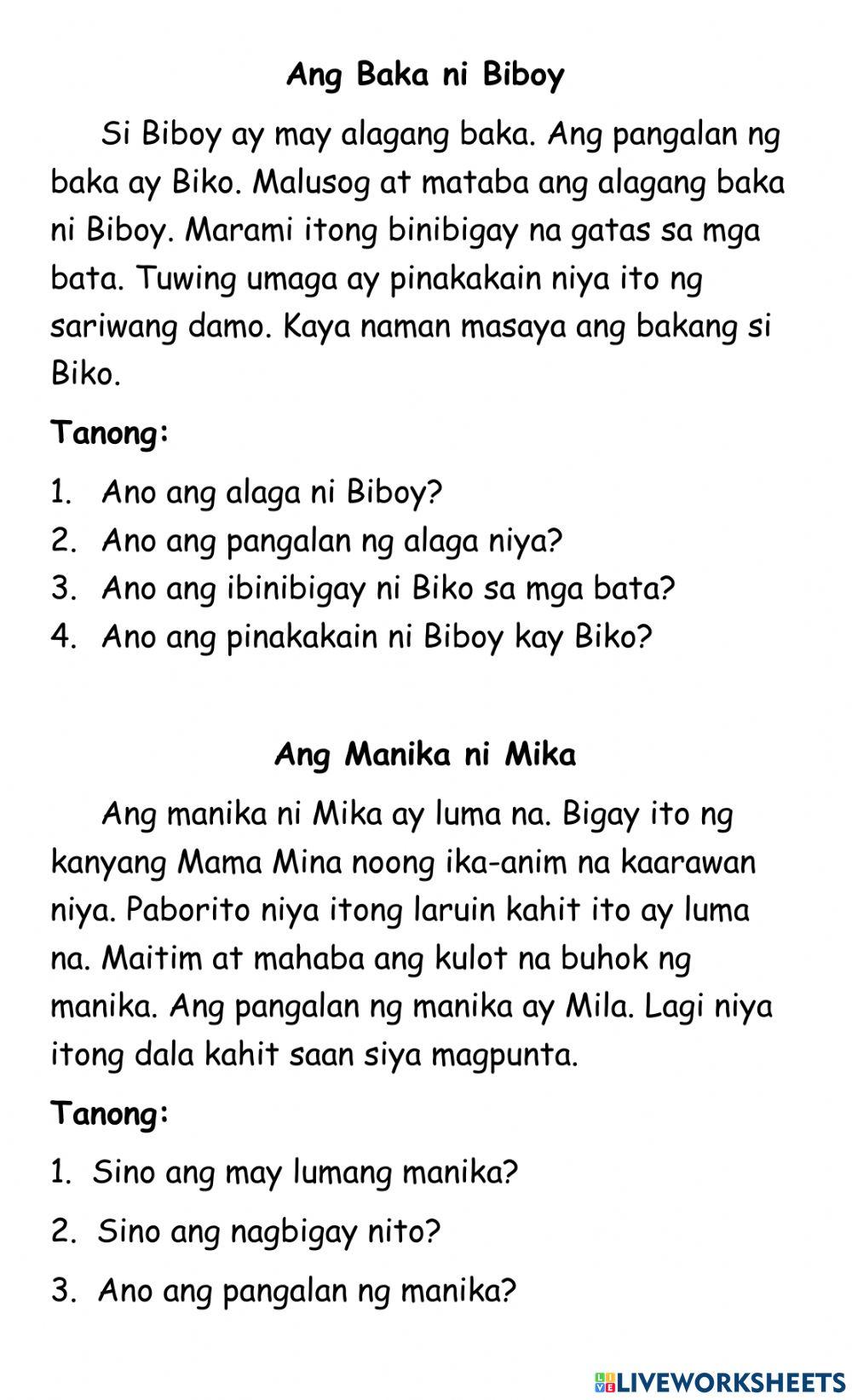 Maikling Kwento Sa Filipino Worksheets Lesson Worksheets Images ...